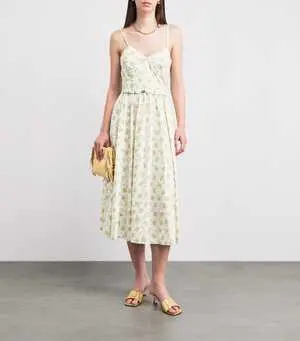 Sandro Floral Cotton Midi Dress - Beige