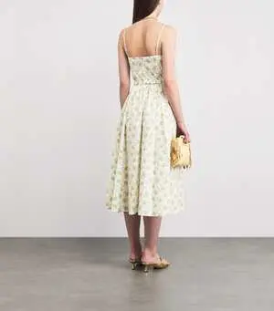 Sandro Floral Cotton Midi Dress - Beige