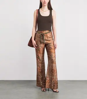 Sandro Crochet-trimmed Rib-knit Tank Top - Brown