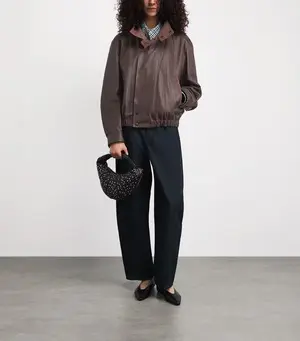 LEMAIRE Leather Blouson Bomber Jacket - Brown