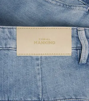 7 For All Mankind Cotton-linen Mid-rise Shorts - Blue