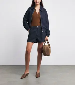 7 For All Mankind Cotton-linen Denim Jacket - Navy
