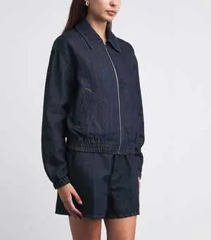 7 For All Mankind Cotton-linen Denim Jacket - Navy