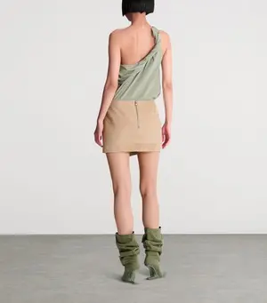 Balmain Suede Wrap Mini Skirt - Beige