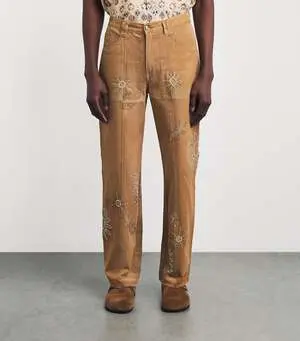 KARTIK RESEARCH Embroidered Upcycled Cotton Canvas Trousers