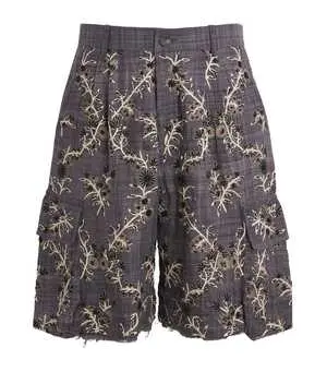 KARTIK RESEARCH Silk Embroidered Cargo Shorts
