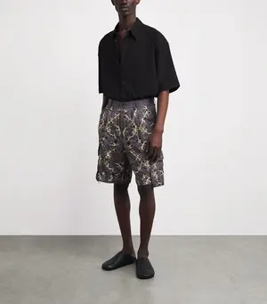 KARTIK RESEARCH Silk Embroidered Cargo Shorts