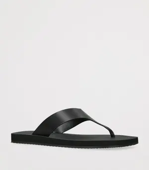 THE ROW Dune Classic Ginza Leather Flip Flops - Black