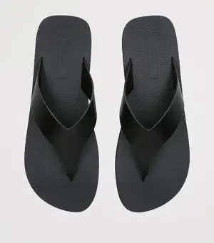 THE ROW Dune Classic Ginza Leather Flip Flops - Black