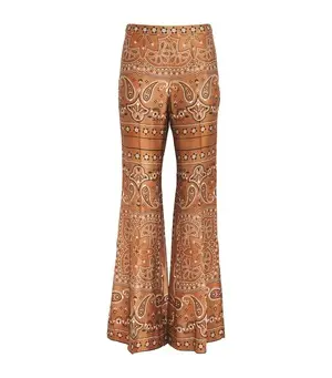 Sandro Bandana Print Flared Trousers - Brown