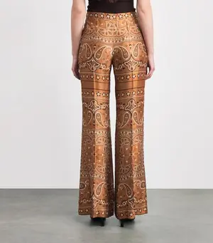 Sandro Bandana Print Flared Trousers - Brown