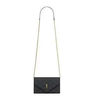 Saint Laurent Paris Envelope Chain Wallet - Black