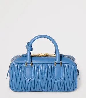 Miu Miu Nappa Leather Matelassé Arcadie Top-handle Bag - Turquoise