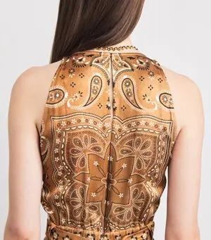 Sandro Bandana Print Midi Dress - Brown