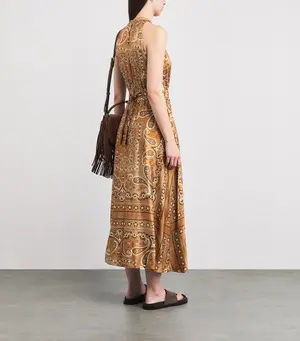 Sandro Bandana Print Midi Dress - Brown