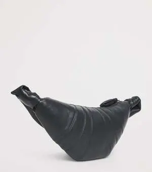 LEMAIRE Small Leather Croissant Bag - Navy