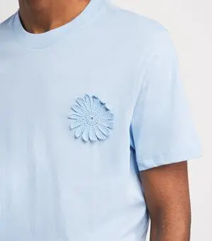 Sandro Cotton Crochet T-shirt - Blue