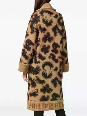 Philipp Plein Wool-jacquard Coat Leopard