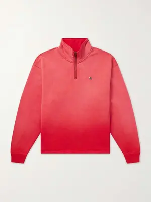 Aimé Leon Dore Logo-embroidered Half-zip Cotton Sweatshirt - Red