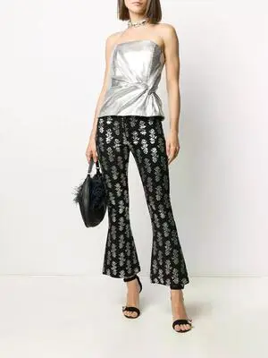 16Arlington Metallic-print Flared Trousers
