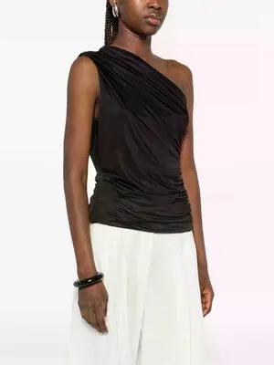 MARSEM One-shoulder Ruched Top - Black