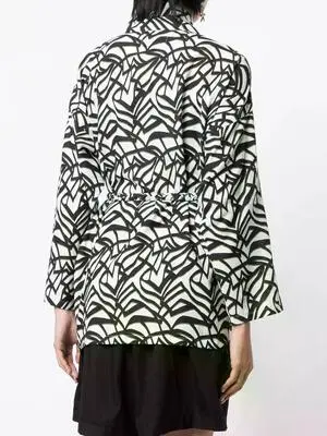 BAMBAH Geometric-print Wrap Blouse - Black