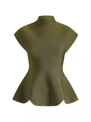 Khaite Andra" Milano-stitched Viscose Peplum Top