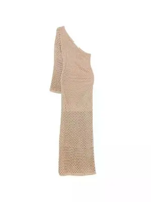 SIMONA CORSELLINI One-shoulder Open-knit Maxi Dress - Neutrals