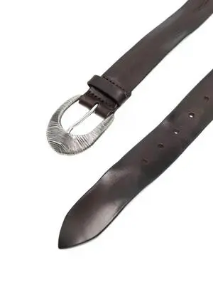 Orciani Engraved-buckle Leather Belt