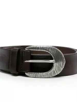 Orciani Engraved-buckle Leather Belt