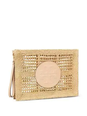 Tory Burch Ella Hand-crocheted Raffia Pouch - Neutrals