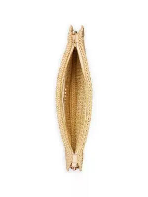 Tory Burch Ella Hand-crocheted Raffia Pouch - Neutrals