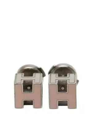 Hermès 20th Century Enamel Cube Earrings - Pink