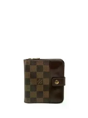LOUIS VUITTON 2005 Damier Ebene Compact Zip Wallet Small Wallets - Brown