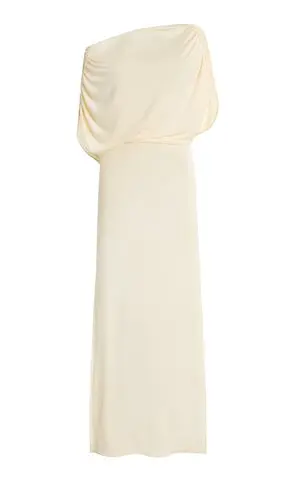 MORE NOIR Freya Silk Jersey One-shoulder Dress - White