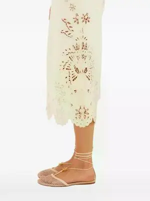 Farm Rio Laser-cut Scallop Straight Skirt - Neutrals