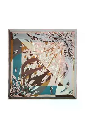 LANCEL Arabesque Duo-pattern Silk Scarf - Grey