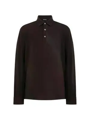 Zegna Long-sleeved Polo Shirt - Brown