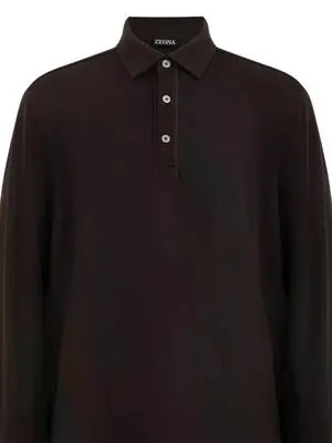 Zegna Long-sleeved Polo Shirt - Brown