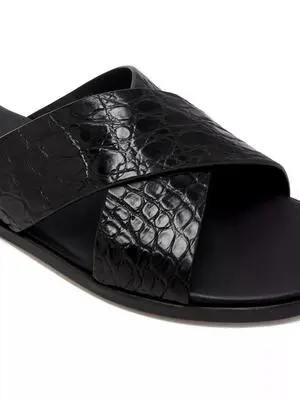 Magnanni Criss-cross Sandals With Embossed Finish - Black