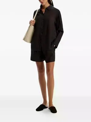 12 STOREEZ Ramie Drawstring Shorts - Black