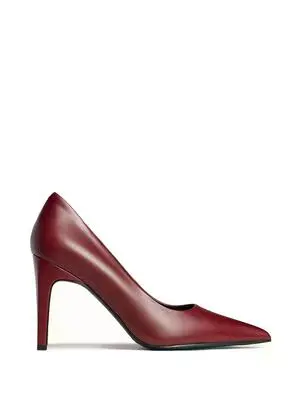 12 STOREEZ Leather Pointed Toe Pumps - Red