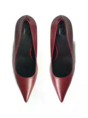 12 STOREEZ Leather Pointed Toe Pumps - Red
