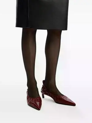 12 STOREEZ Leather Pointed Toe Pumps - Red