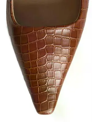 12 STOREEZ Leather Slingback Pumps - Brown