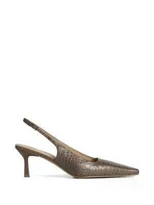 12 STOREEZ Leather Slingback Pumps - Grey