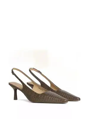 12 STOREEZ Leather Slingback Pumps - Grey