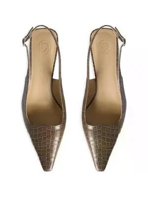 12 STOREEZ Leather Slingback Pumps - Grey
