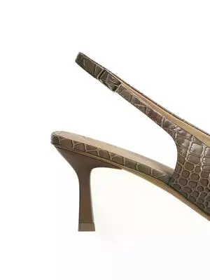 12 STOREEZ Leather Slingback Pumps - Grey