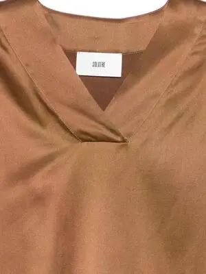 SOLOTRE V-neck Blouse - Brown